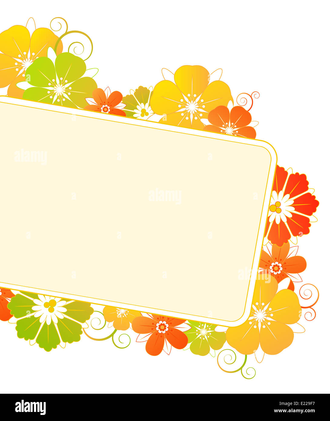floral background with colored flowers and place for text Stock Photo ...