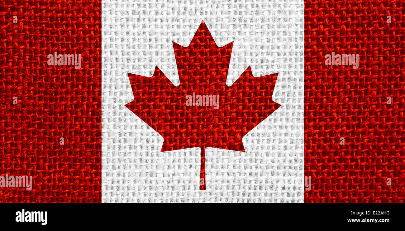 flag of Canada or Canadian banner on linen background Stock Photo - Alamy