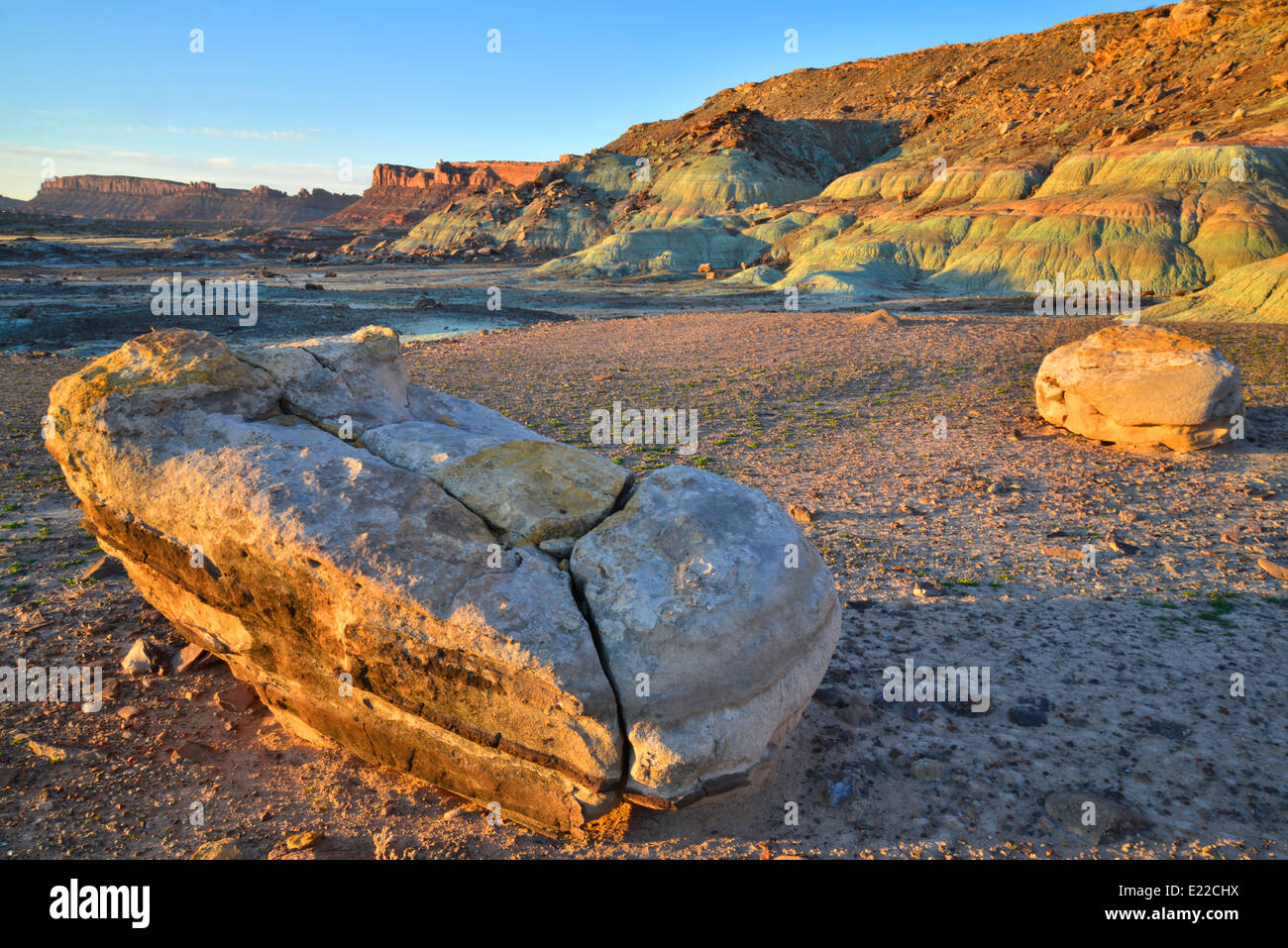 Sunrise on Bentonite Clay dunes along HWY 191 north of Moab, Utah Stock ...