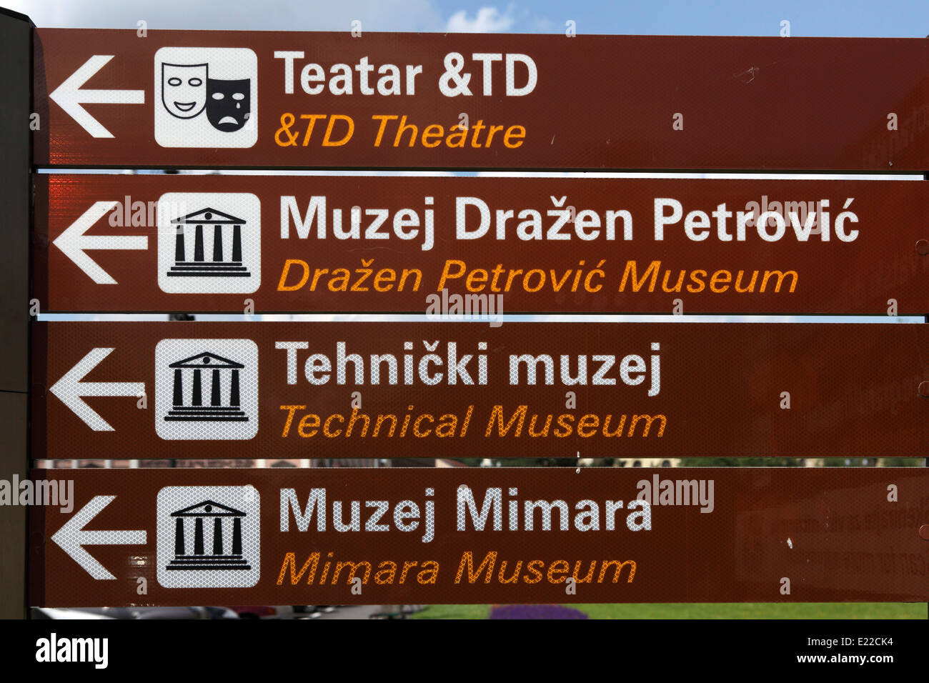 A sign for tourist attractions in Zagreb, Croatia Stock Photo - Alamy