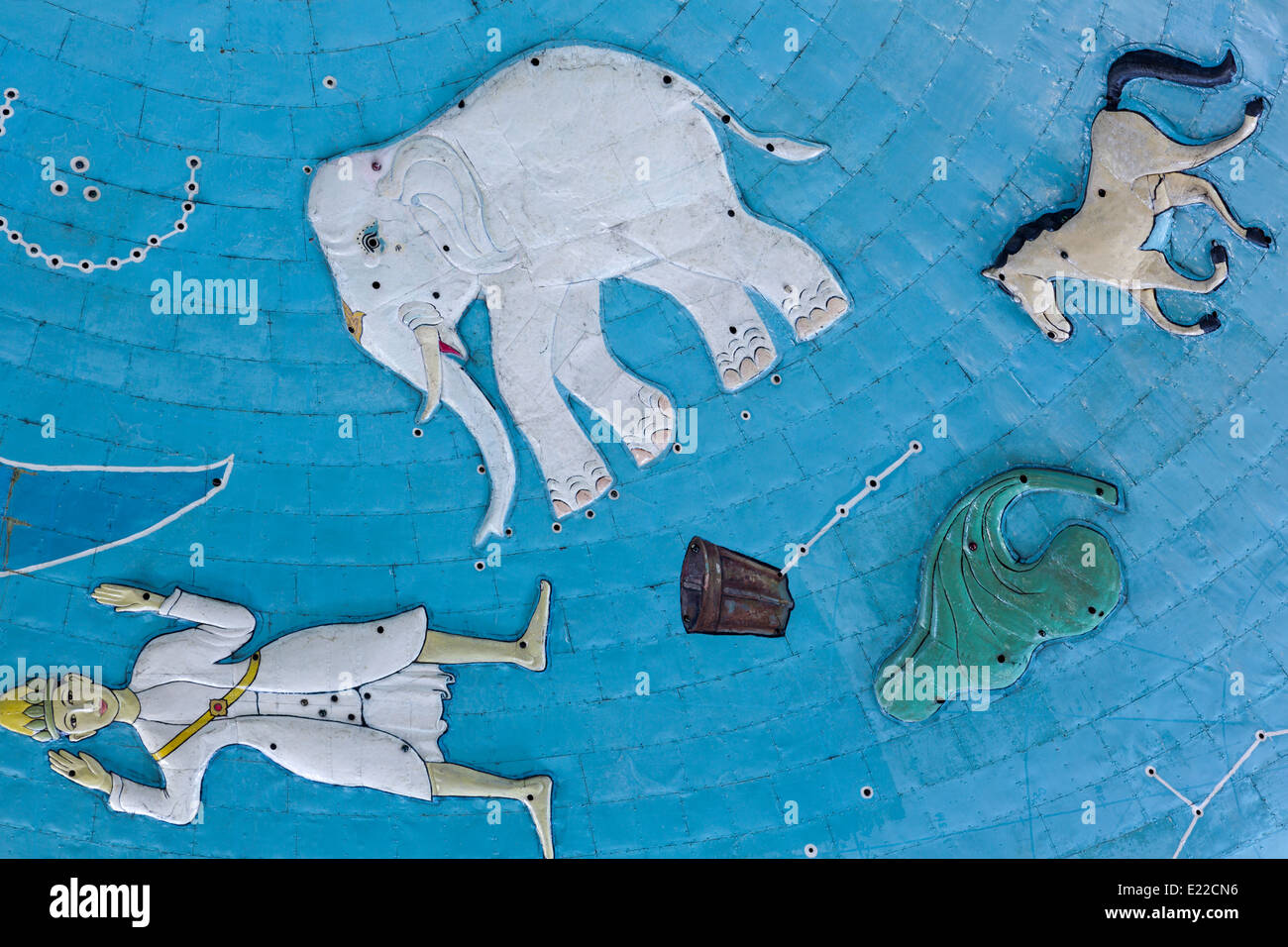 Ceiling tile in Maha Wizaya Pagoda, Yangon (Rangoon), Myanmar (Burma ...