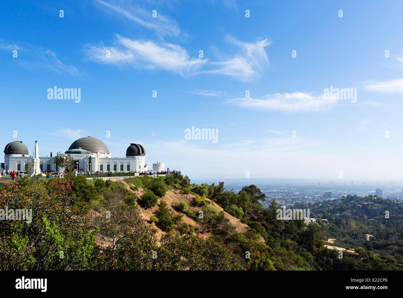 The Griffith Observatory on Mount Hollywood overlooking the city of LA ...