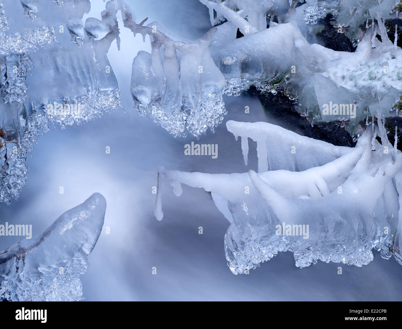 Small seasonal feeder stream with ice. Columbia River Gorge National ...