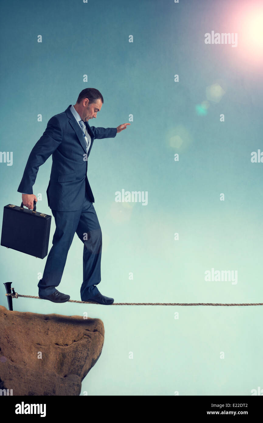 Tightrope businessman hi-res stock photography and images - Alamy