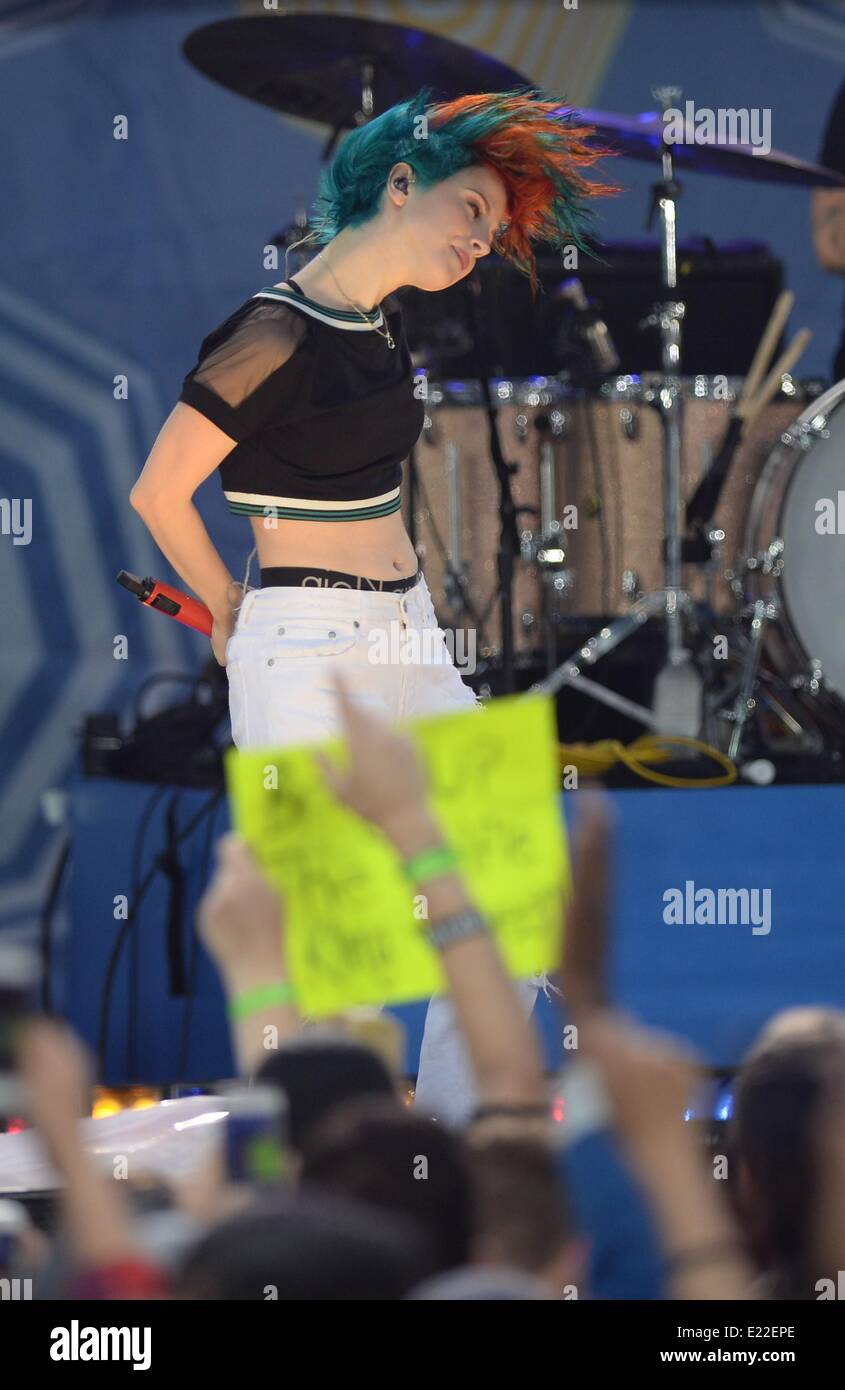 New York, NY, USA. 13th June, 2014. Paramore, Hayley Williams on stage ...