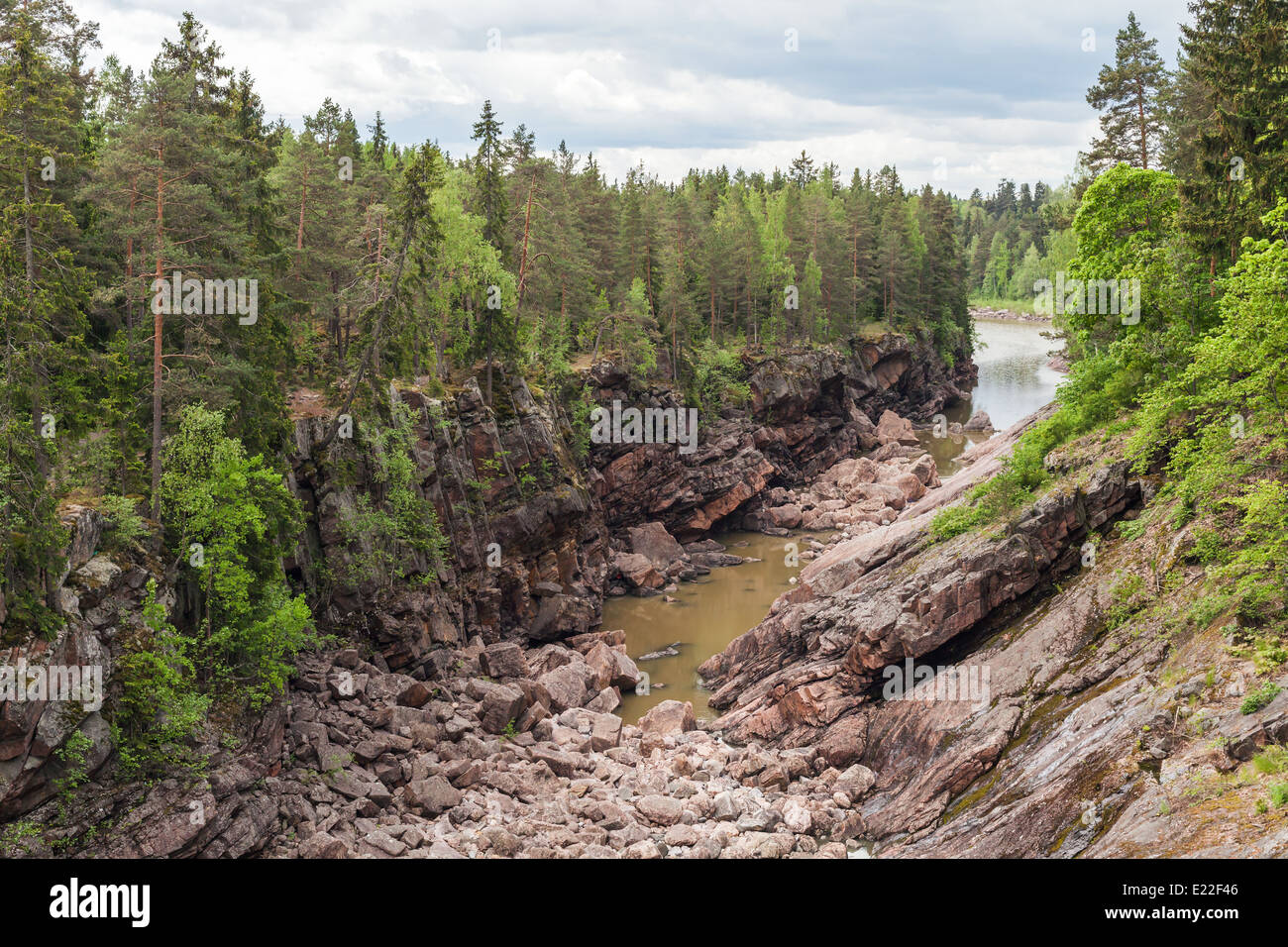 Dry stone riverbed of Vuoksa river. Imatra, Finland Stock Photo - Alamy