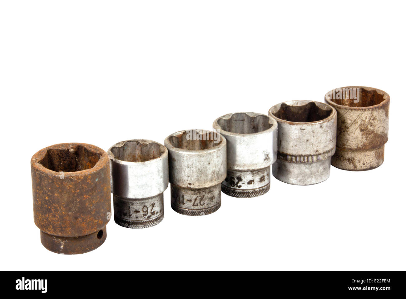set of six rusted and well worn sockets Stock Photo - Alamy