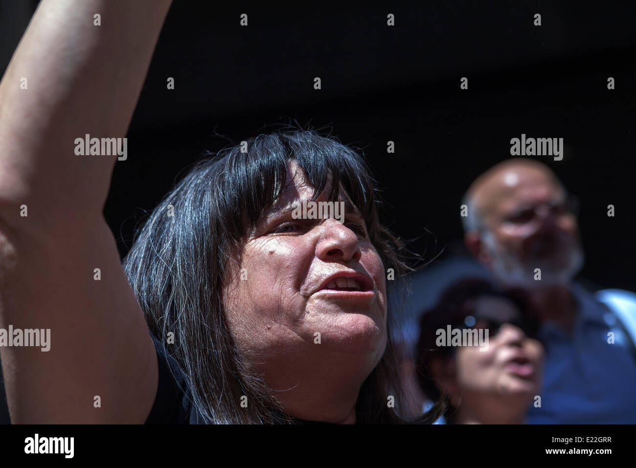 Greek cleaning women protest against layoffs. For 36 days cleaning ...