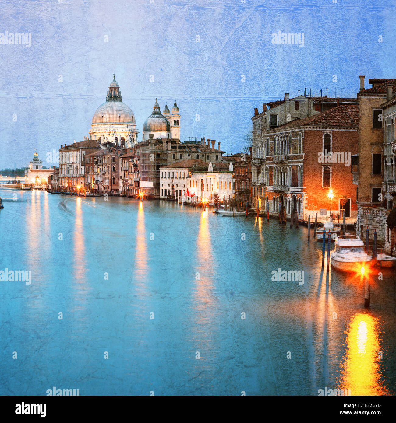 Vintage image of Grand canal at sunset, Venice, Italy Stock Photo - Alamy