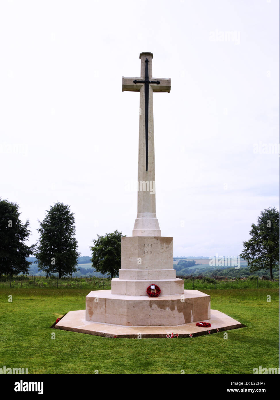 Cross of Sacrifice standing below the Thiepval Memorial to the Missing ...