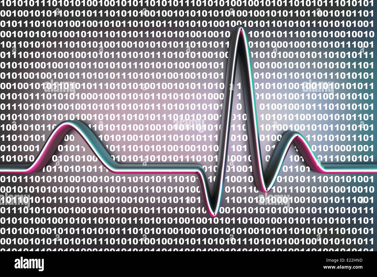 Binary code and a ECG line Stock Photo - Alamy