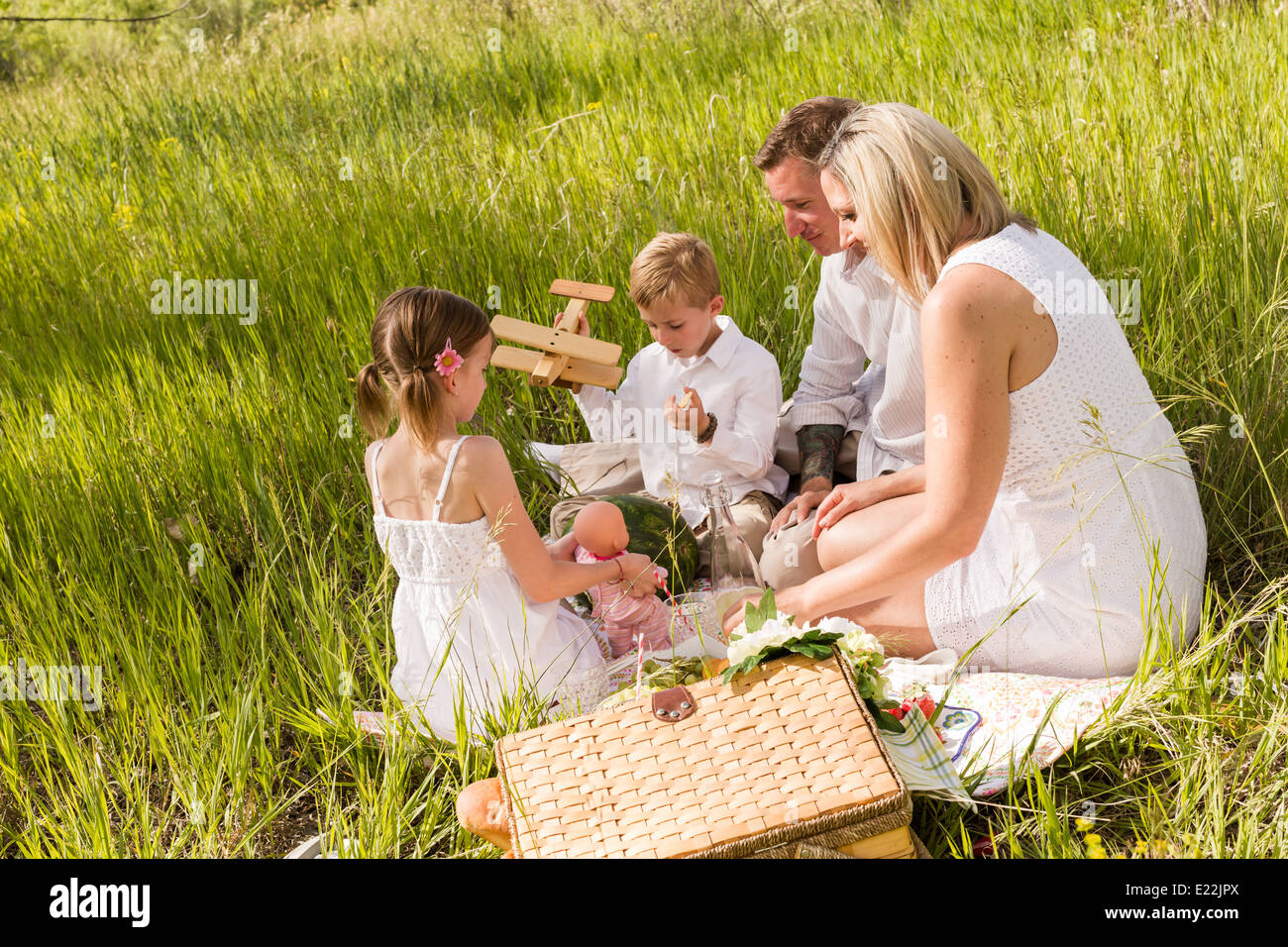 Family on summer picninc in the countryside Stock Photo - Alamy