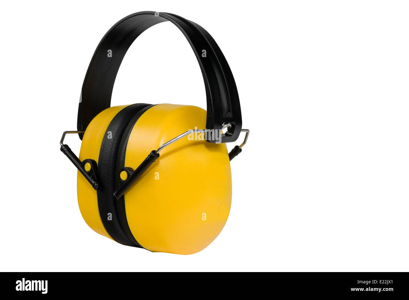 Hearing protection yellow ear muffs Stock Photo - Alamy