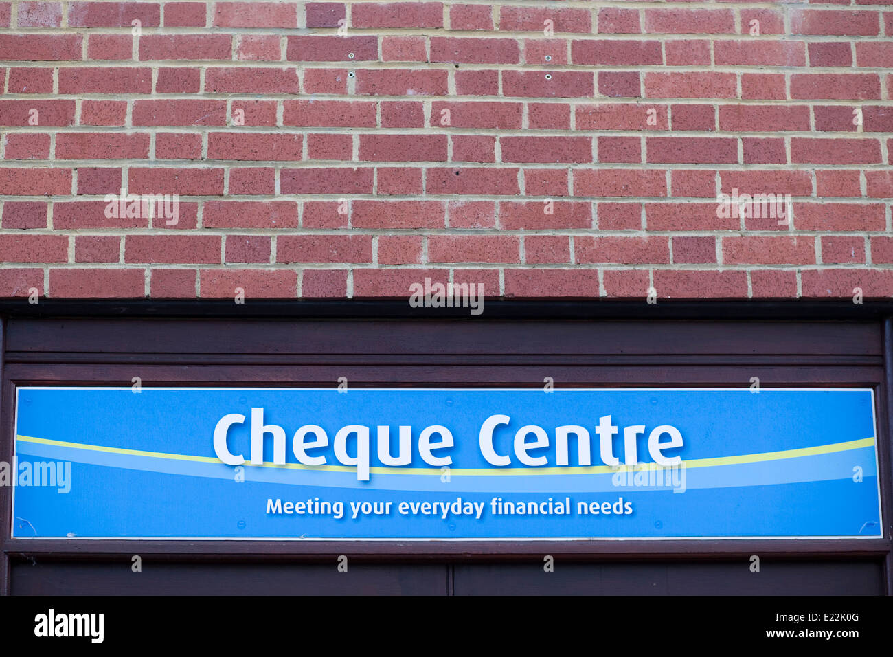 Cheque center sign Stock Photo - Alamy
