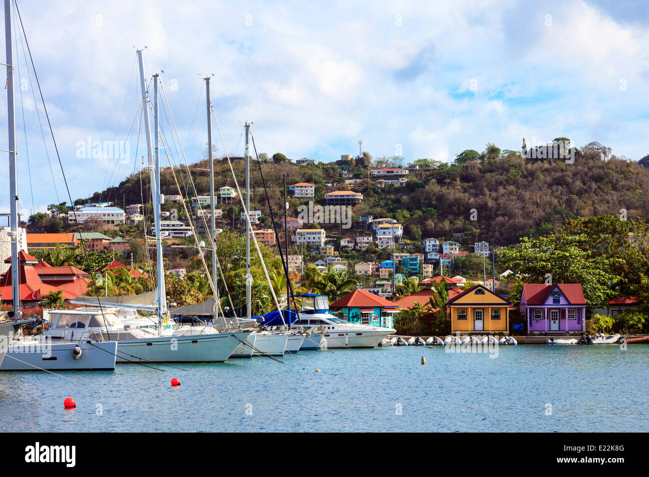 Yachts and houses in the Port Louis marina, in The Lagoon at St George ...
