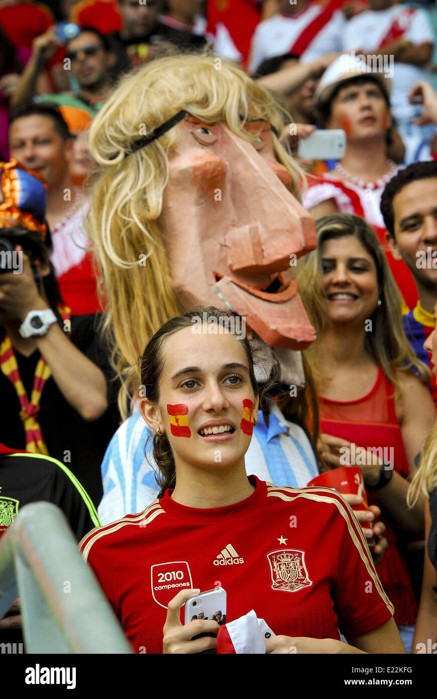 Salvador, Brazil. 13th June, 2014. Crowd celebrates before the ...
