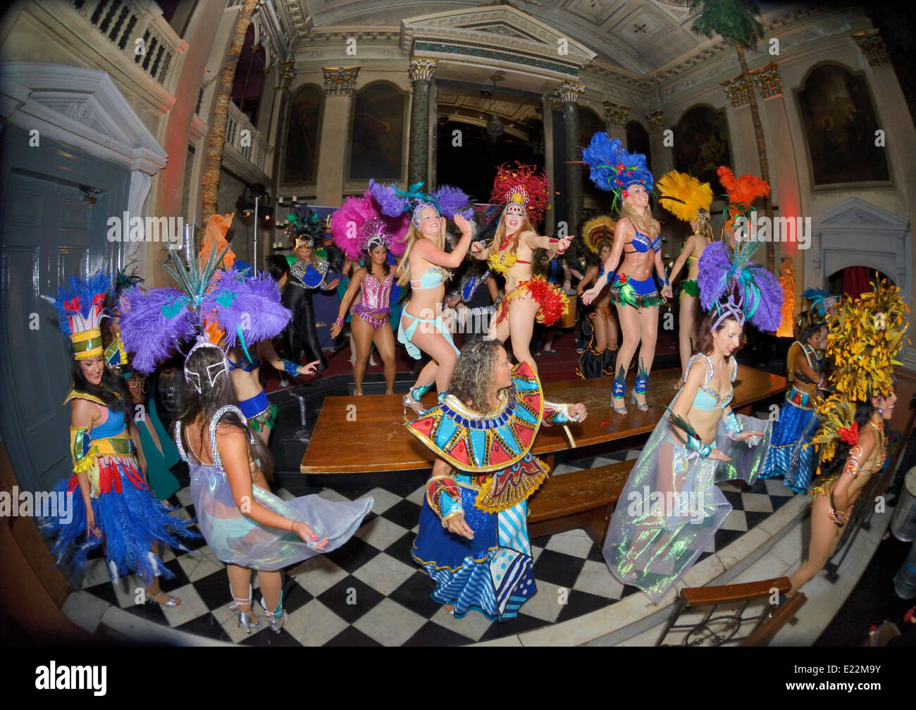 Liverpool, UK. Friday 13th. June 2014: Samba dancers show off the ...