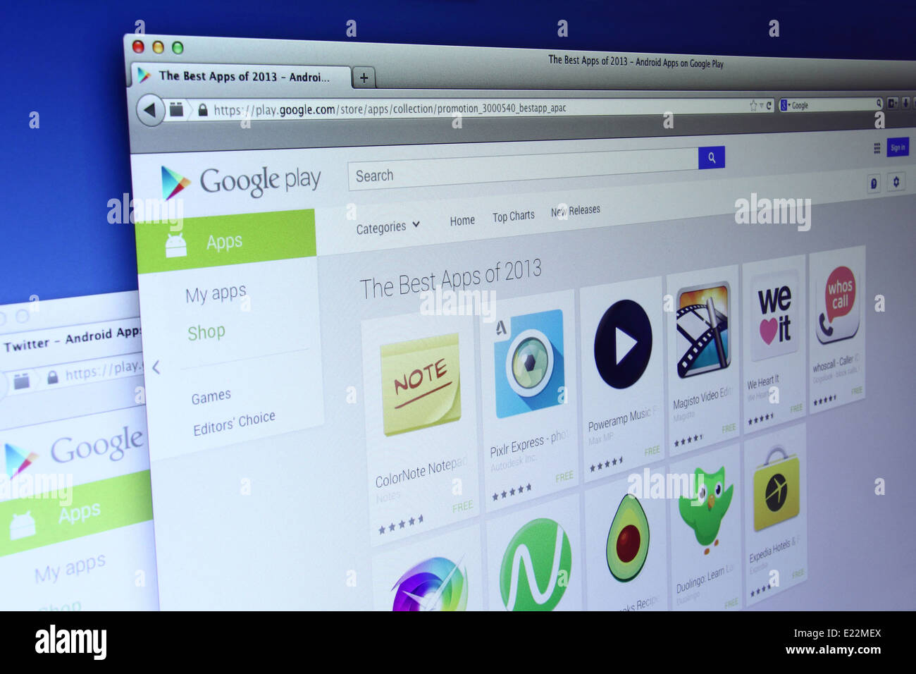 Photo of Google Play webpage on a monitor screen. Google Play is the ...