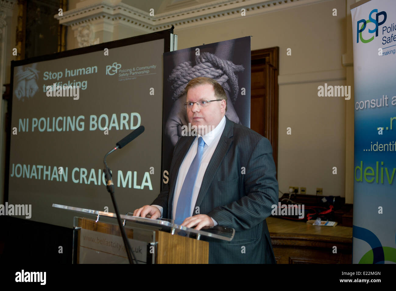 Belfast UK, 13th June 2014. Jonathan Craig MLA raising awareness about ...