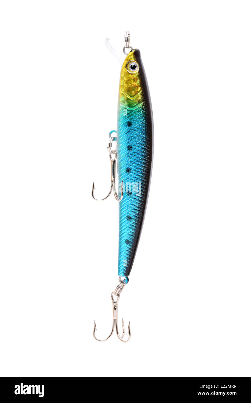 plastic fishing lure isolated on white background Stock Photo - Alamy