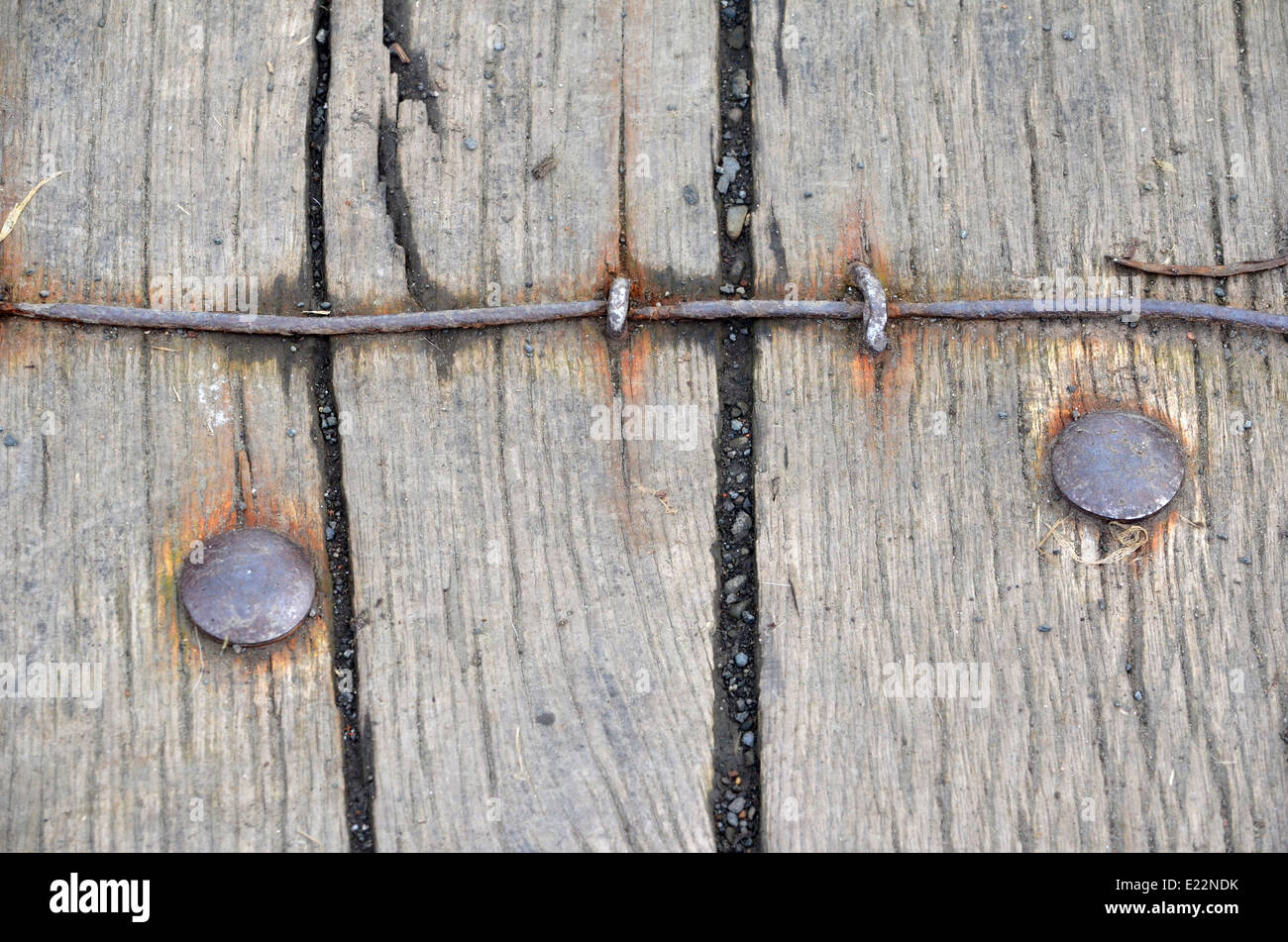 Wire, wood and bolts, detail from a bridge on the Forth & Clyde Canal ...