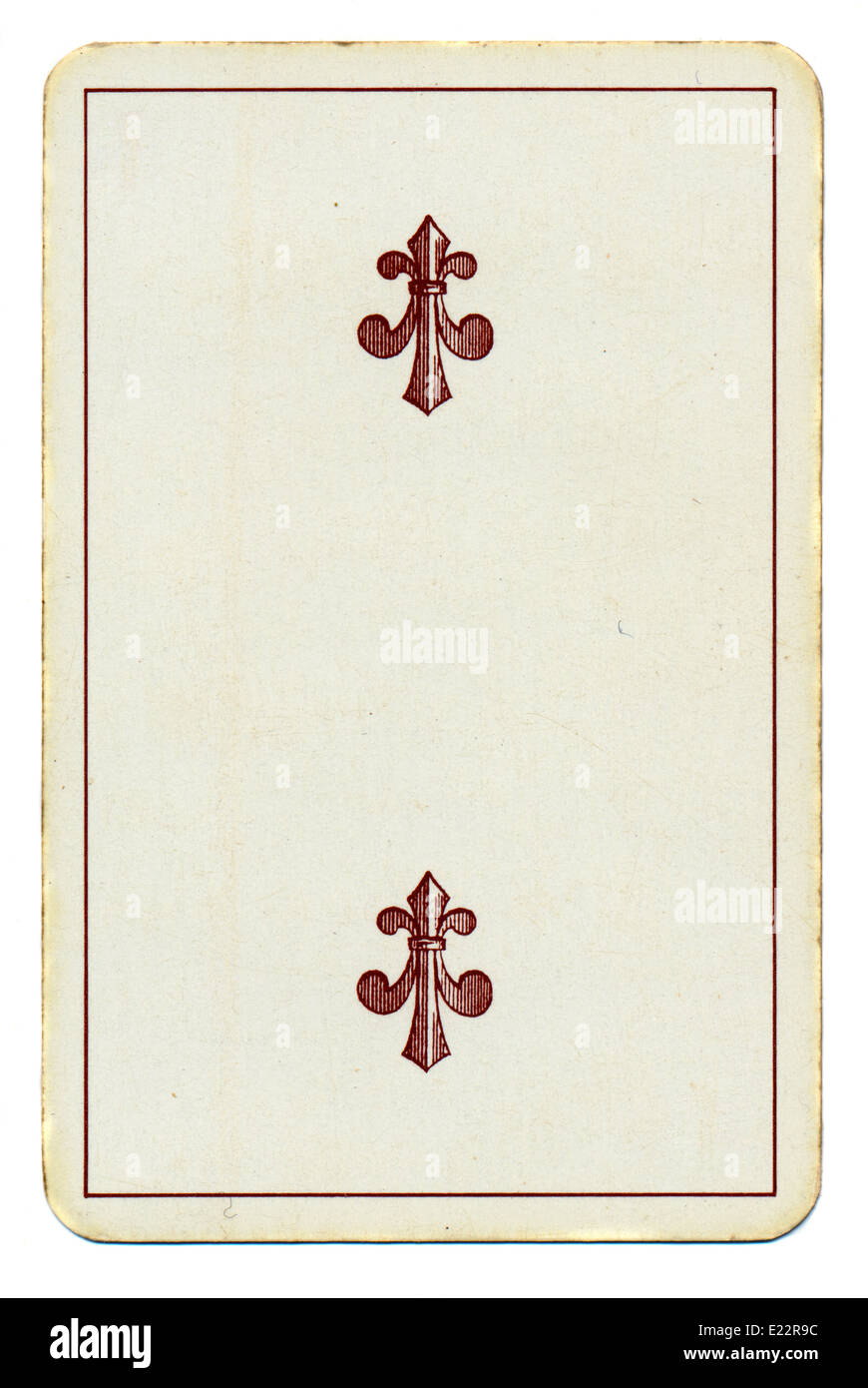 vintage playing card with two cross. Paper background isolated on white ...