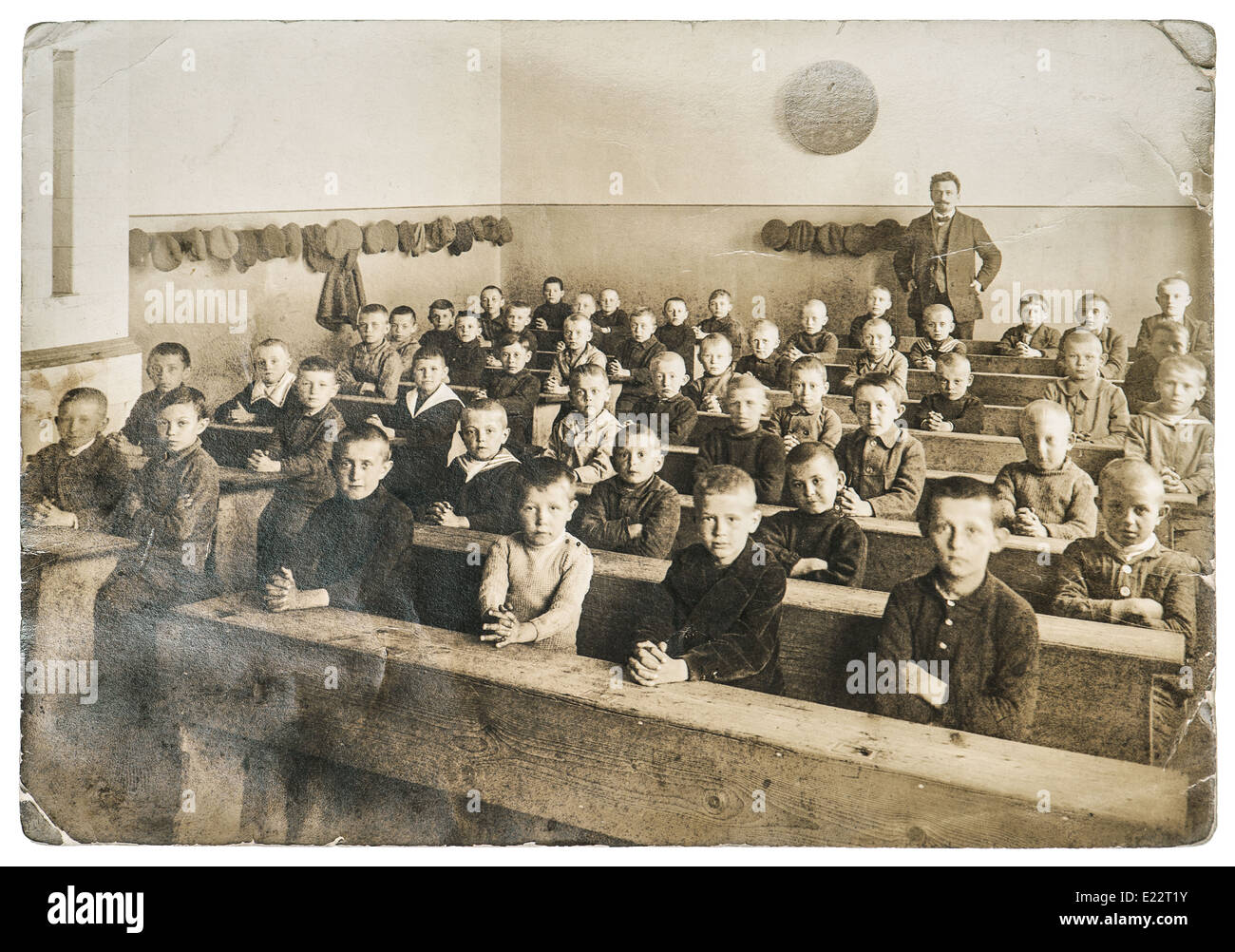 BERLIN, GERMANY - CIRCA 1900: antique portrait of classmates. group of ...