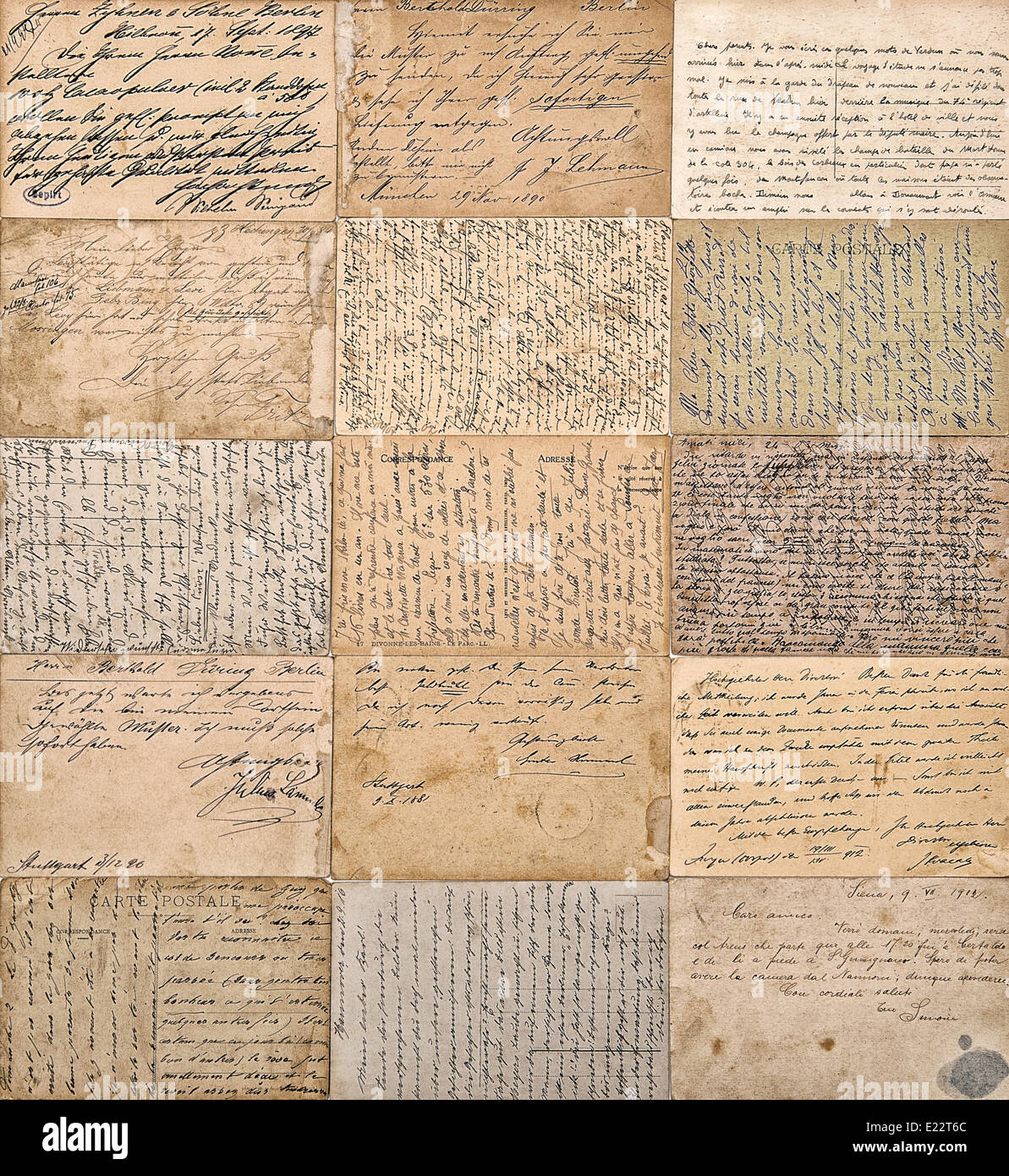antique handwritten mails. old undefined texts from ca. 1900. grunge ...