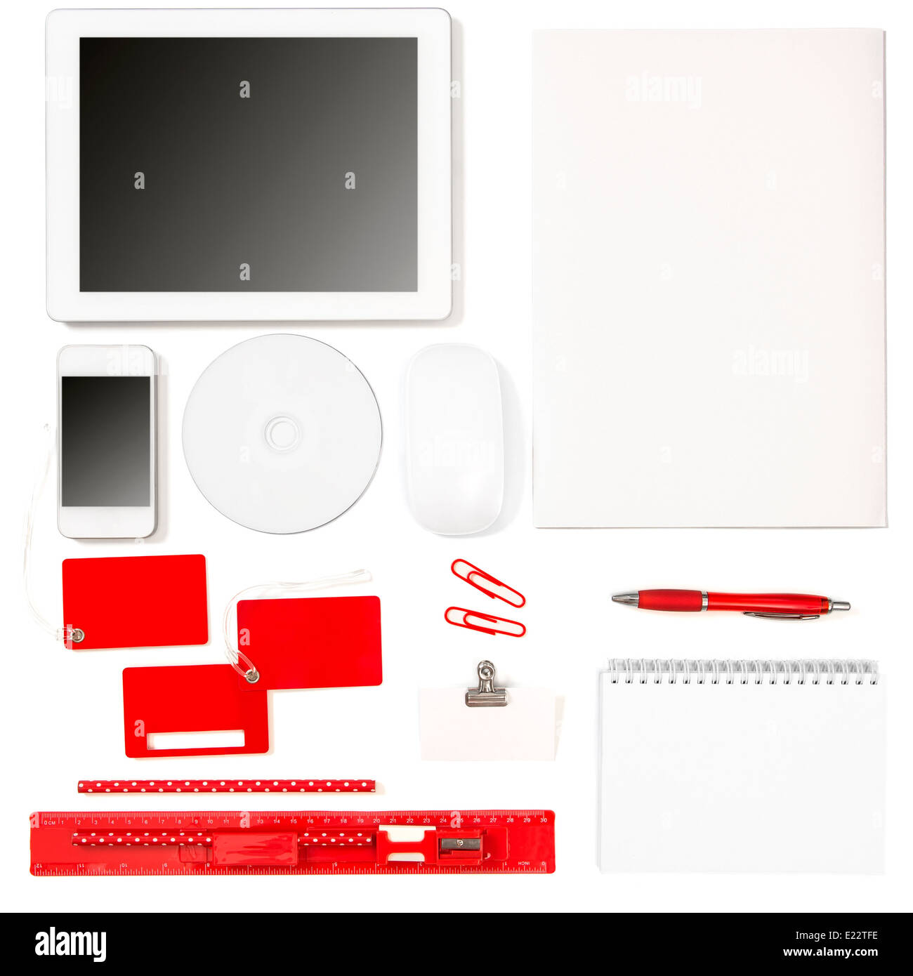 Set of office tools over white background. Corporate identity objects ...
