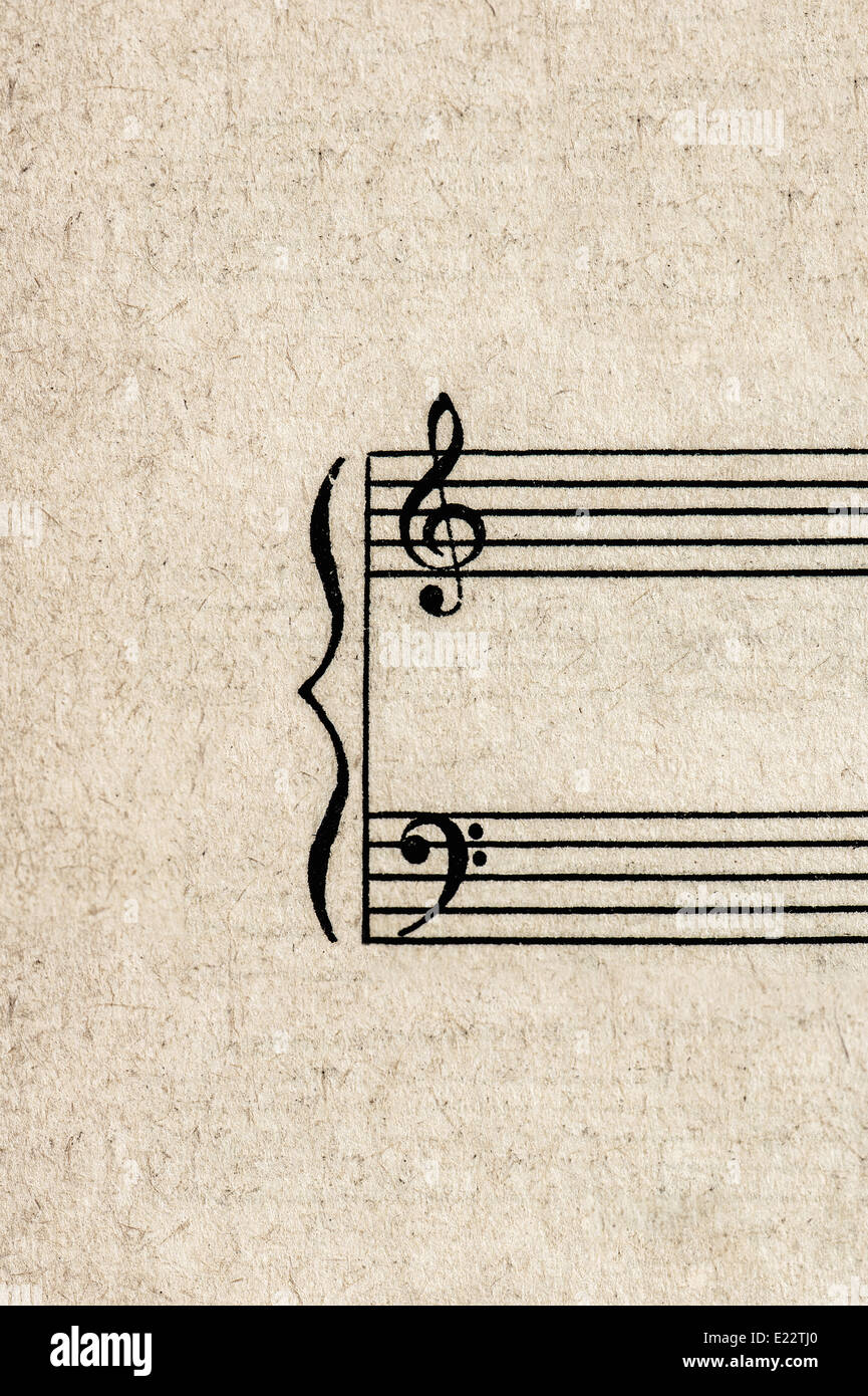 fragment of antique paper sheet for musical notes. grungy background ...