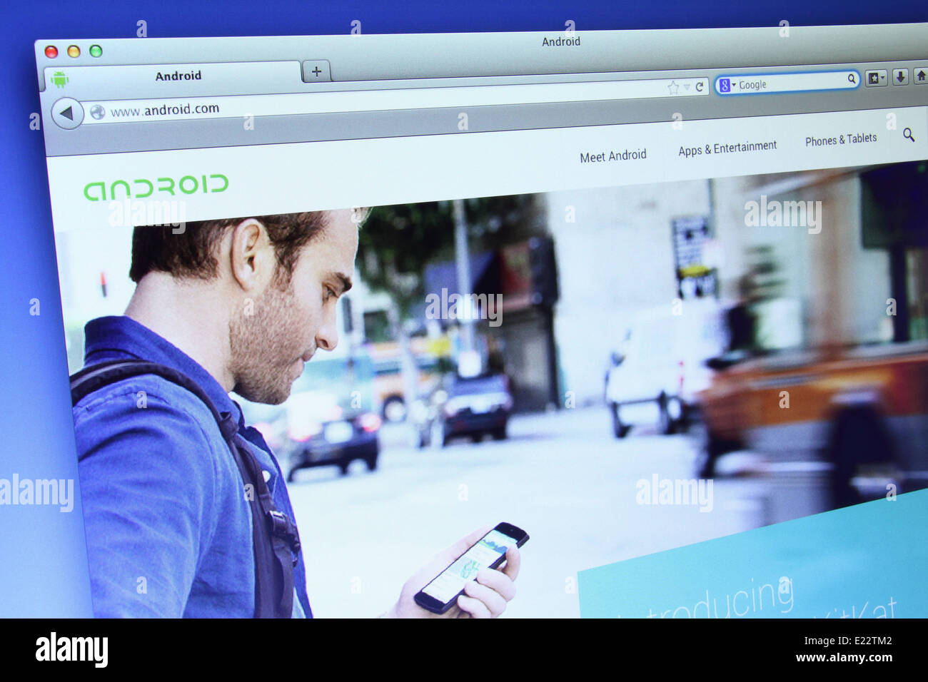Photo of Android webpage on a monitor screen. As of today, Android is a ...