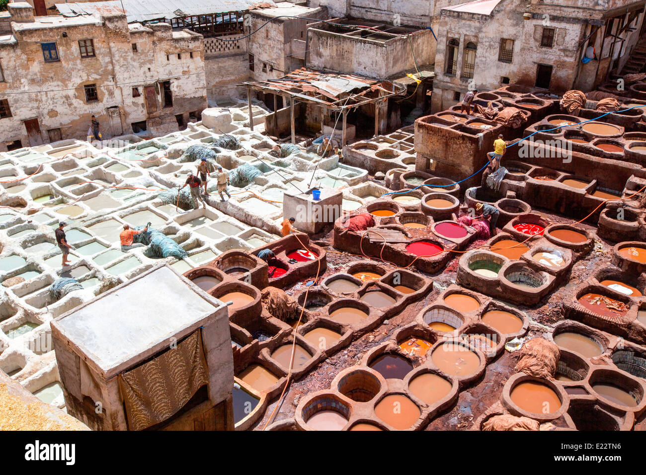 View of the tanneries in Fez, Morocco Stock Photo - Alamy