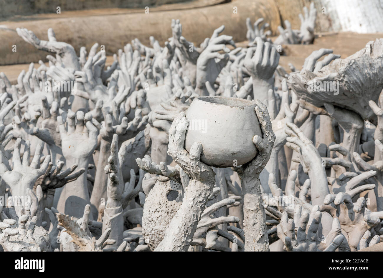 Hands from Hell in the White Temple, Chiang Rai, Thailand Stock Photo ...