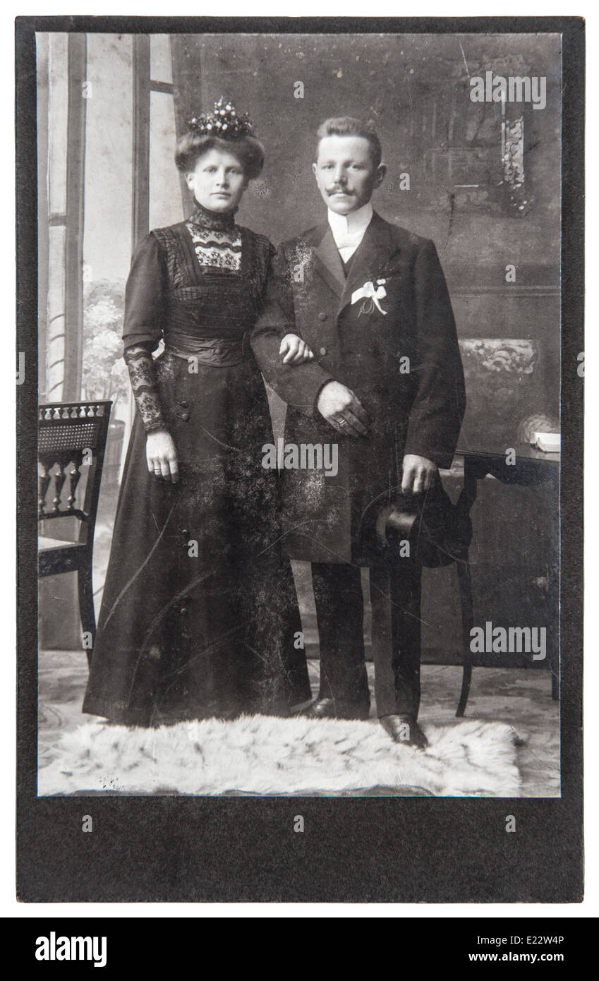 BERLIN, GERMANY - CIRCA 1900: vintage wedding photo. just married ...