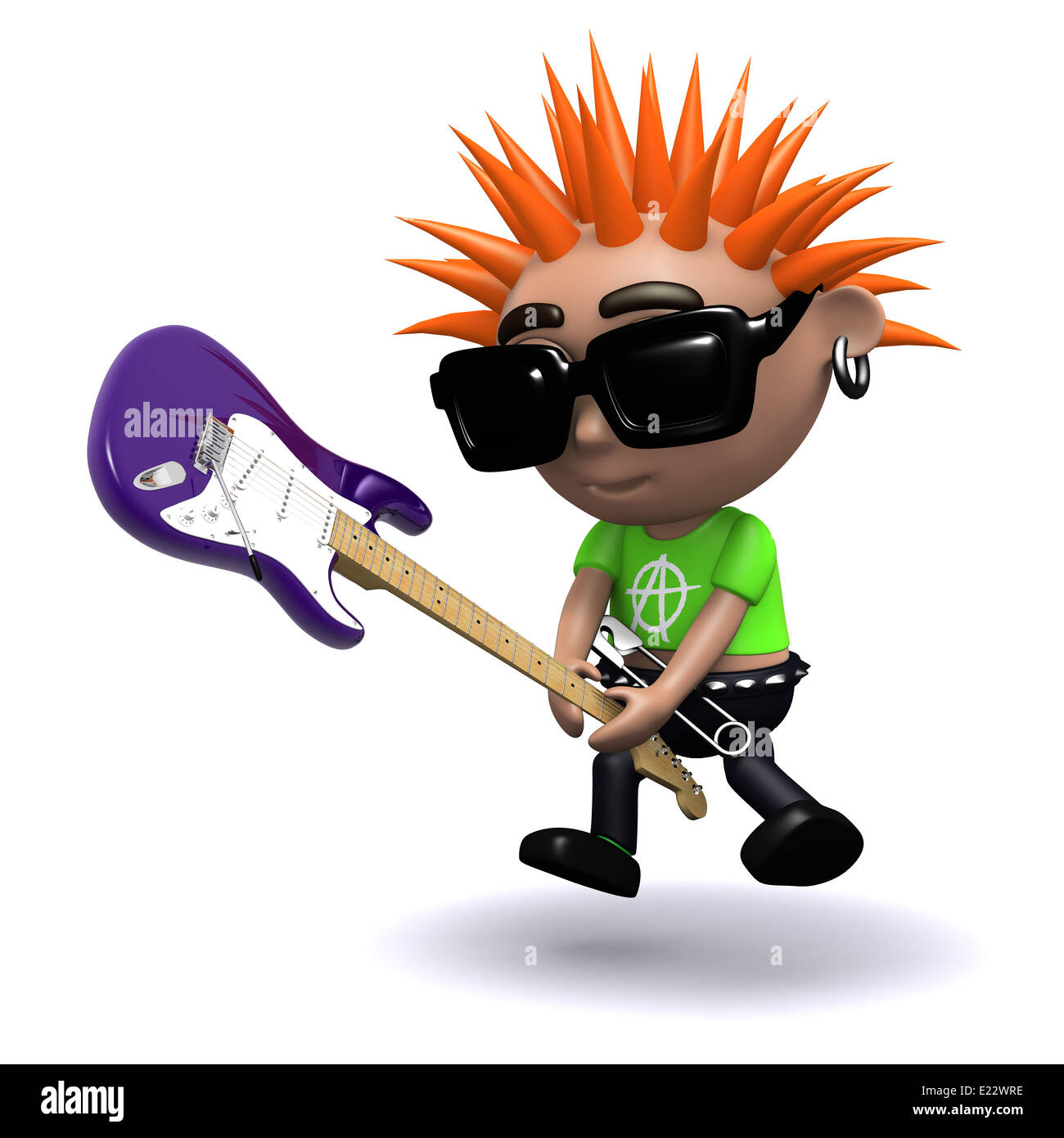 3d Punk kid smashes his electric guitar in an artistic rage Stock Photo ...