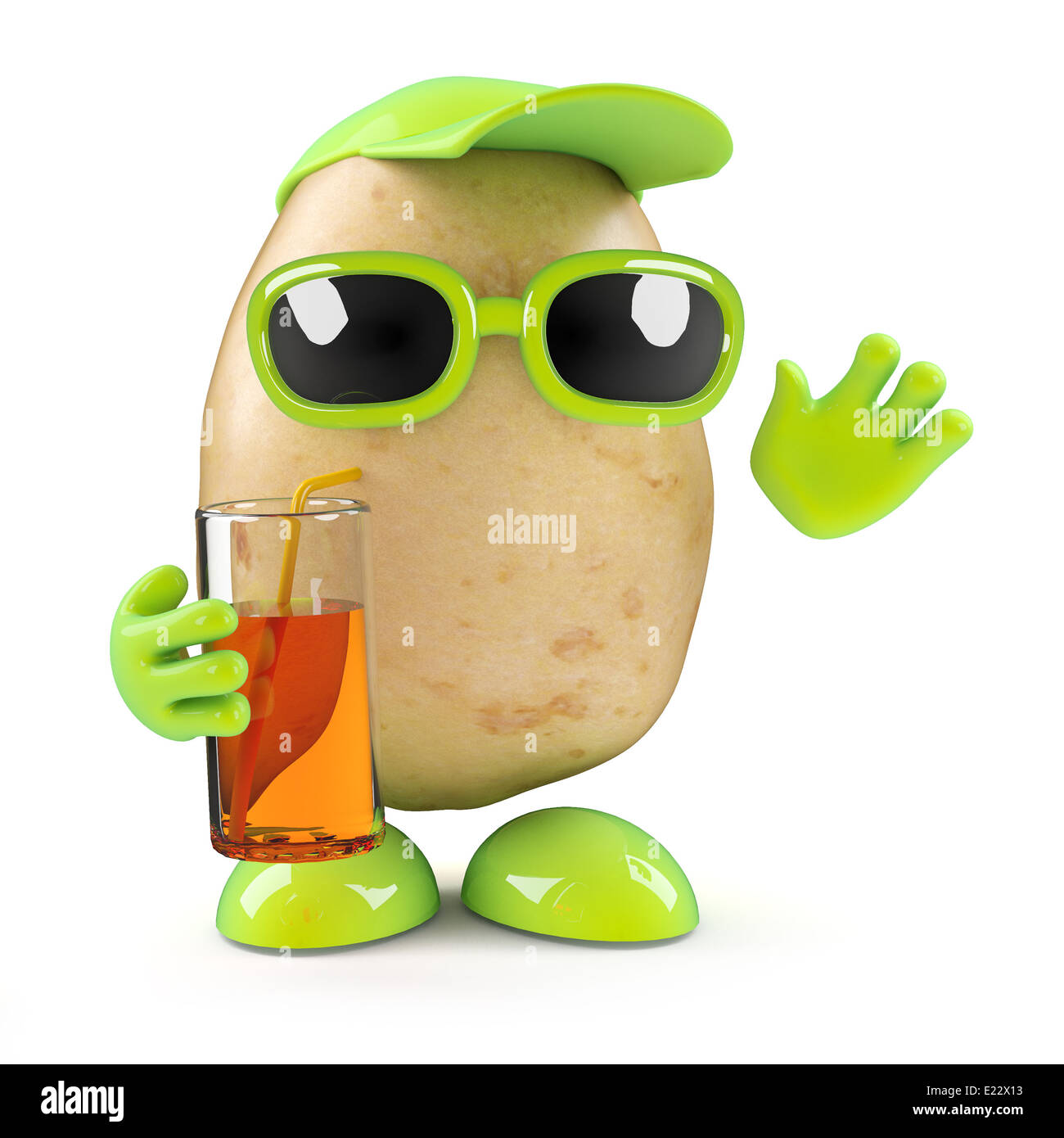 3d Potato character relaxes with a drink at a party Stock Photo - Alamy