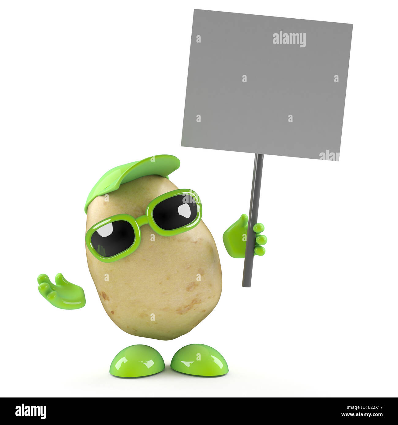 3d Potato character holds up a placard Stock Photo - Alamy