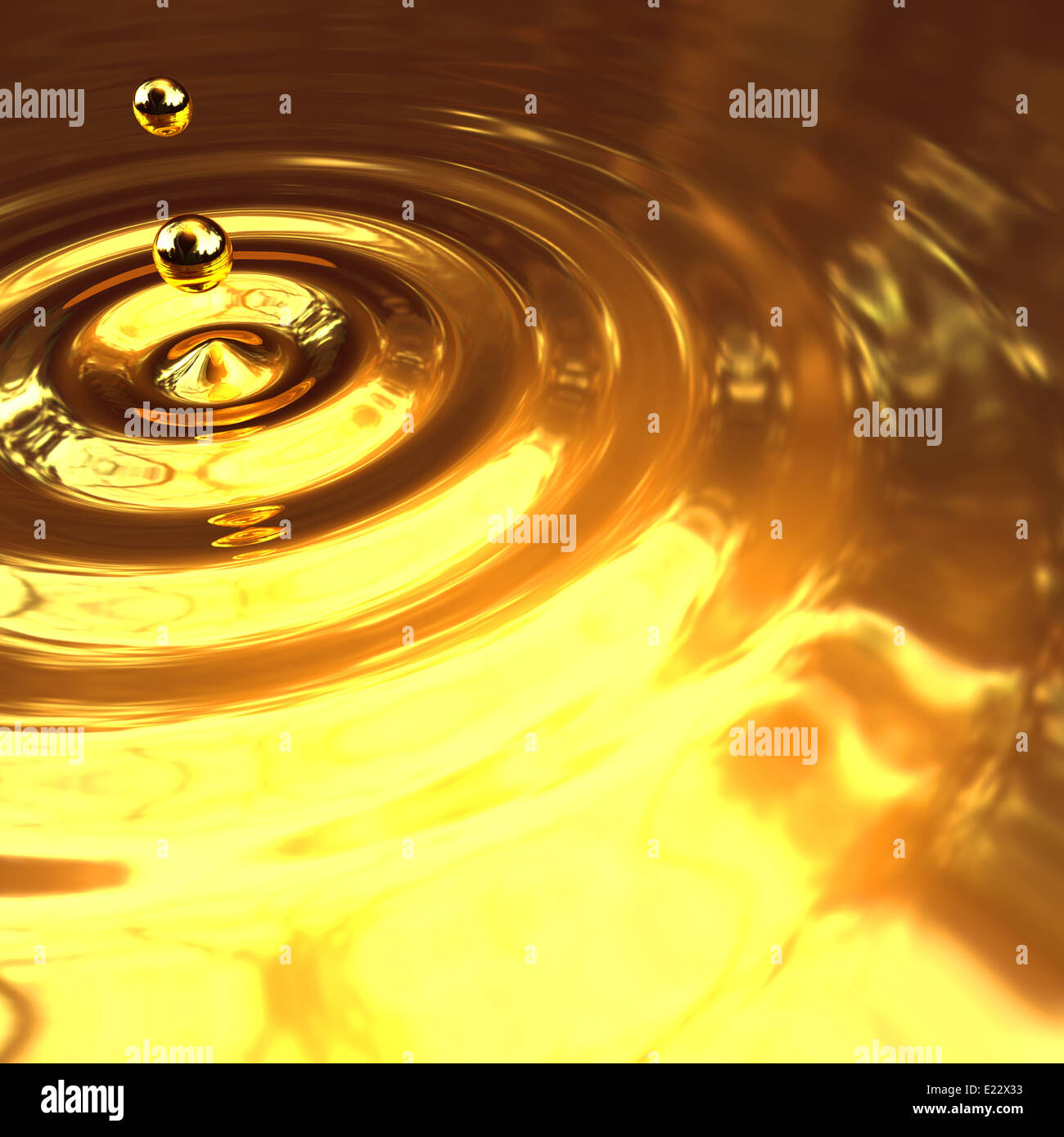 3d Gold liquid ripples with droplet Stock Photo - Alamy