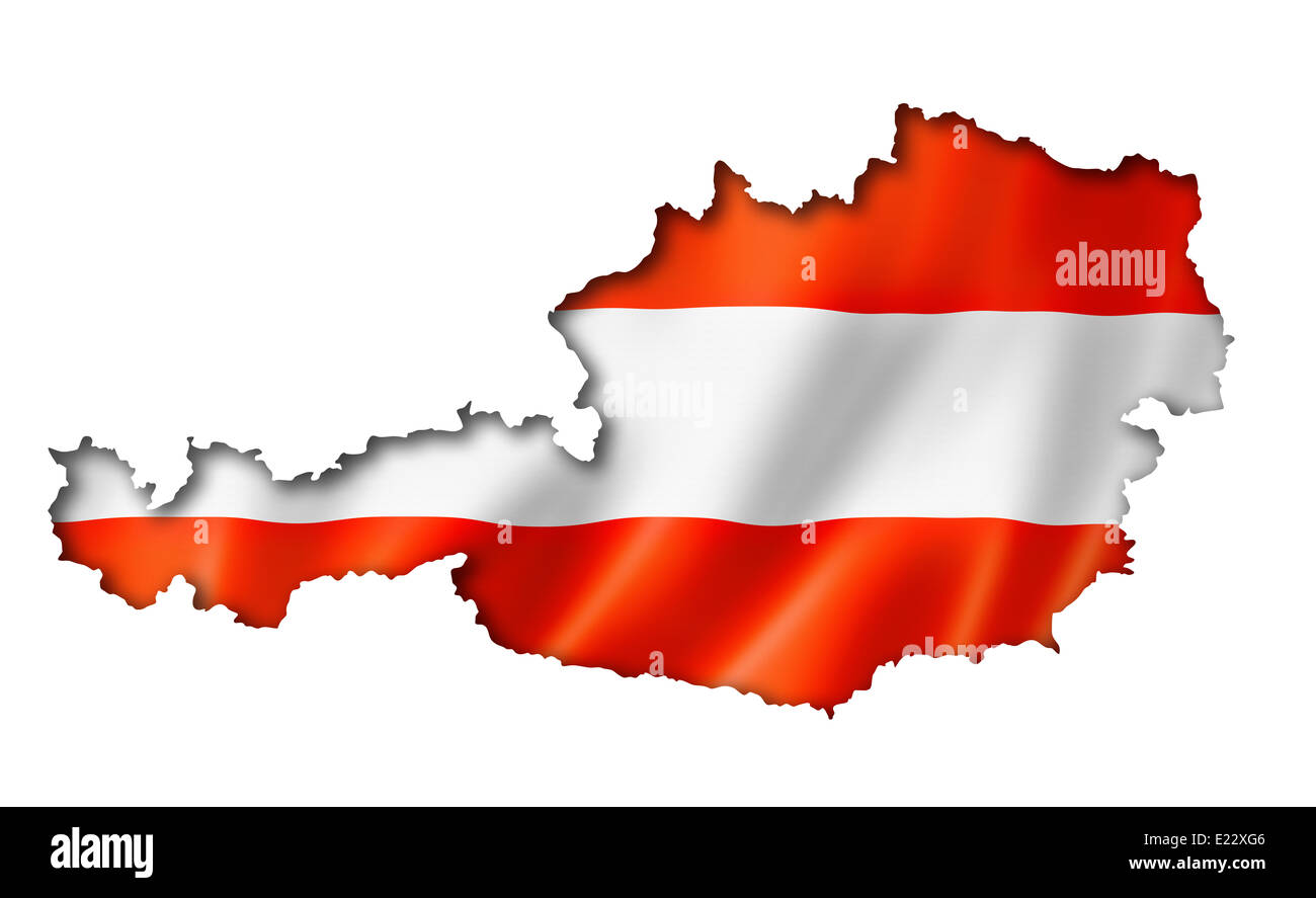 Austria flag map, three dimensional render, isolated on white Stock ...