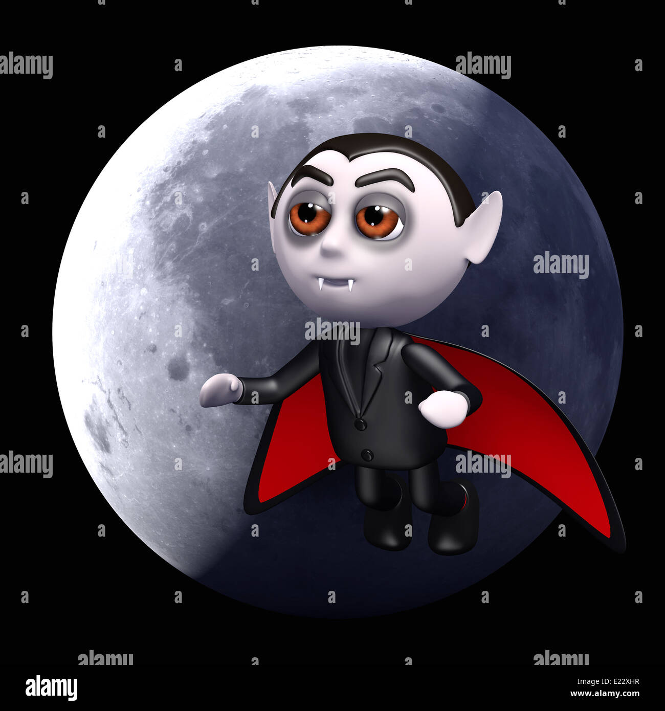 3d Dracula the vampire flying in front of a full moon Stock Photo - Alamy