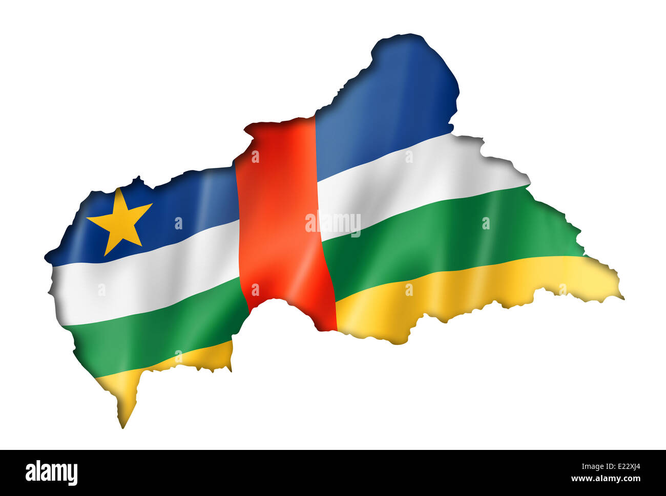 Central Africa flag map, three dimensional render, isolated on white ...