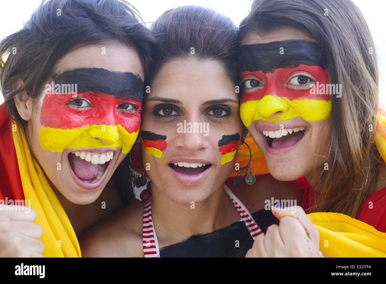 Group of happy german soccer fans commemorating victory yelling Stock ...