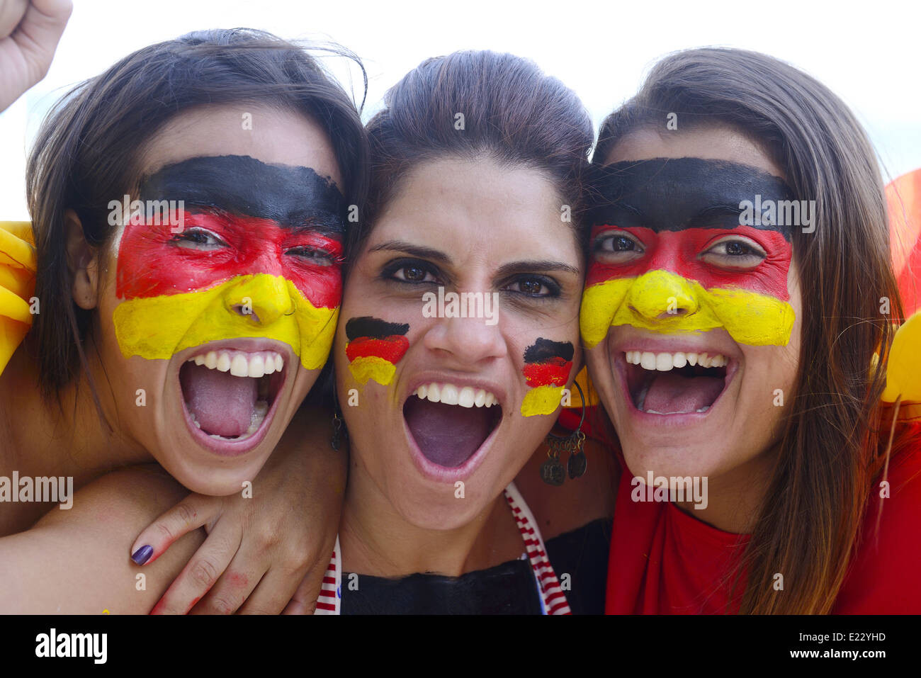 Group of happy german soccer fans commemorating victory yelling Stock ...