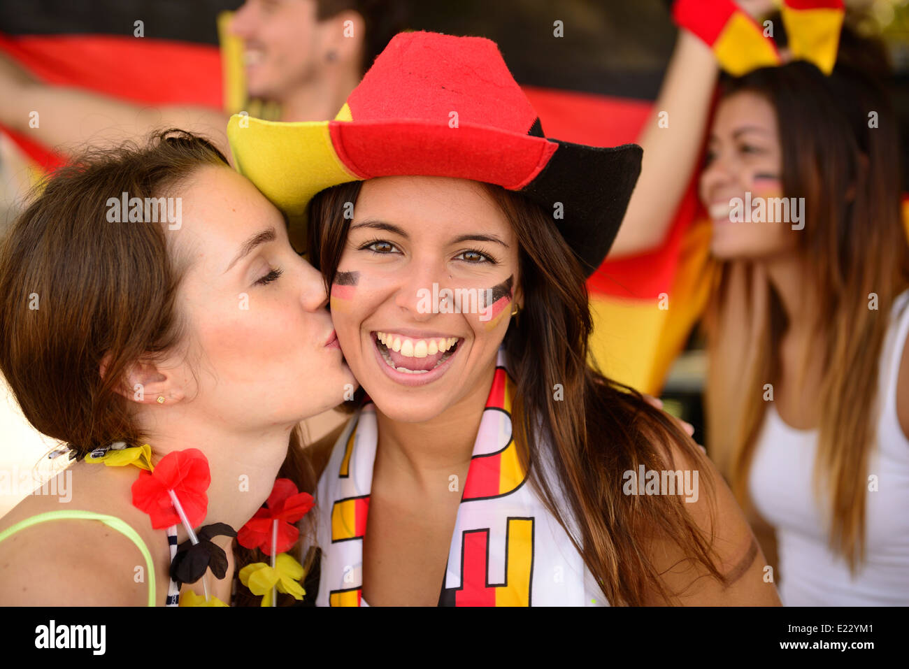Women football kiss hi-res stock photography and images - Alamy