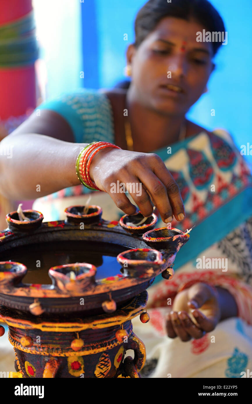 Indian lamp ceremony hi-res stock photography and images - Alamy