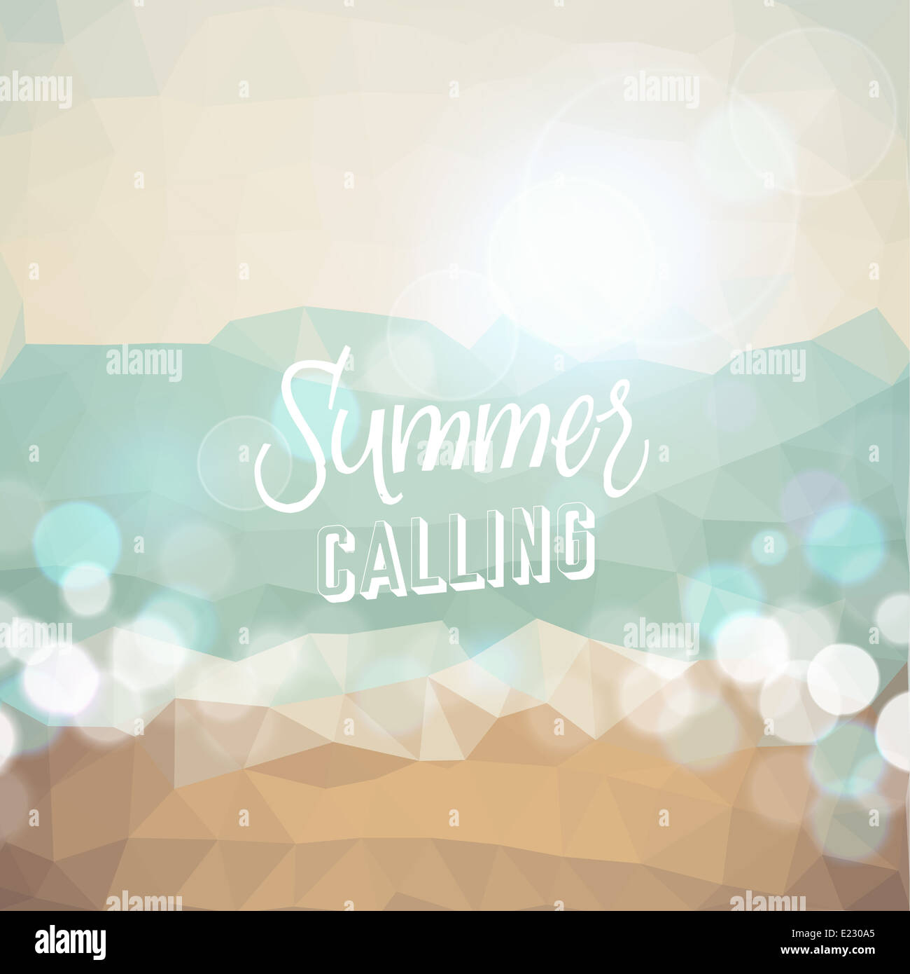 Summer calling. Poster on tropical beach background. Raster version ...