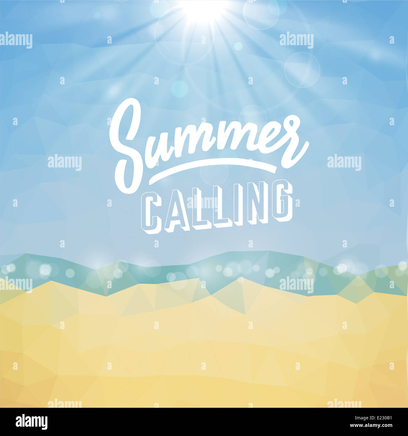 Summer calling. Poster on tropical beach background. Raster version ...