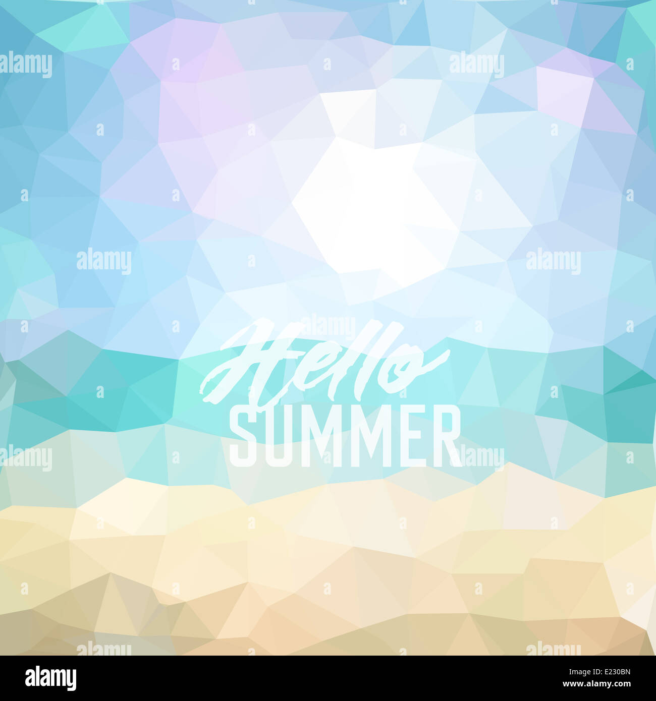 Hello summer. Poster on tropical beach background. Raster version Stock ...