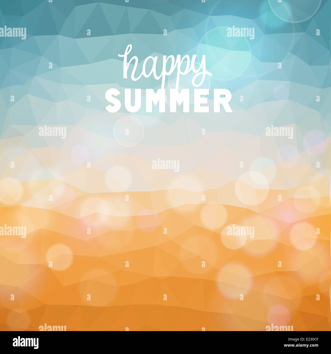 Happy summer. Poster on tropical beach background. Raster version Stock ...