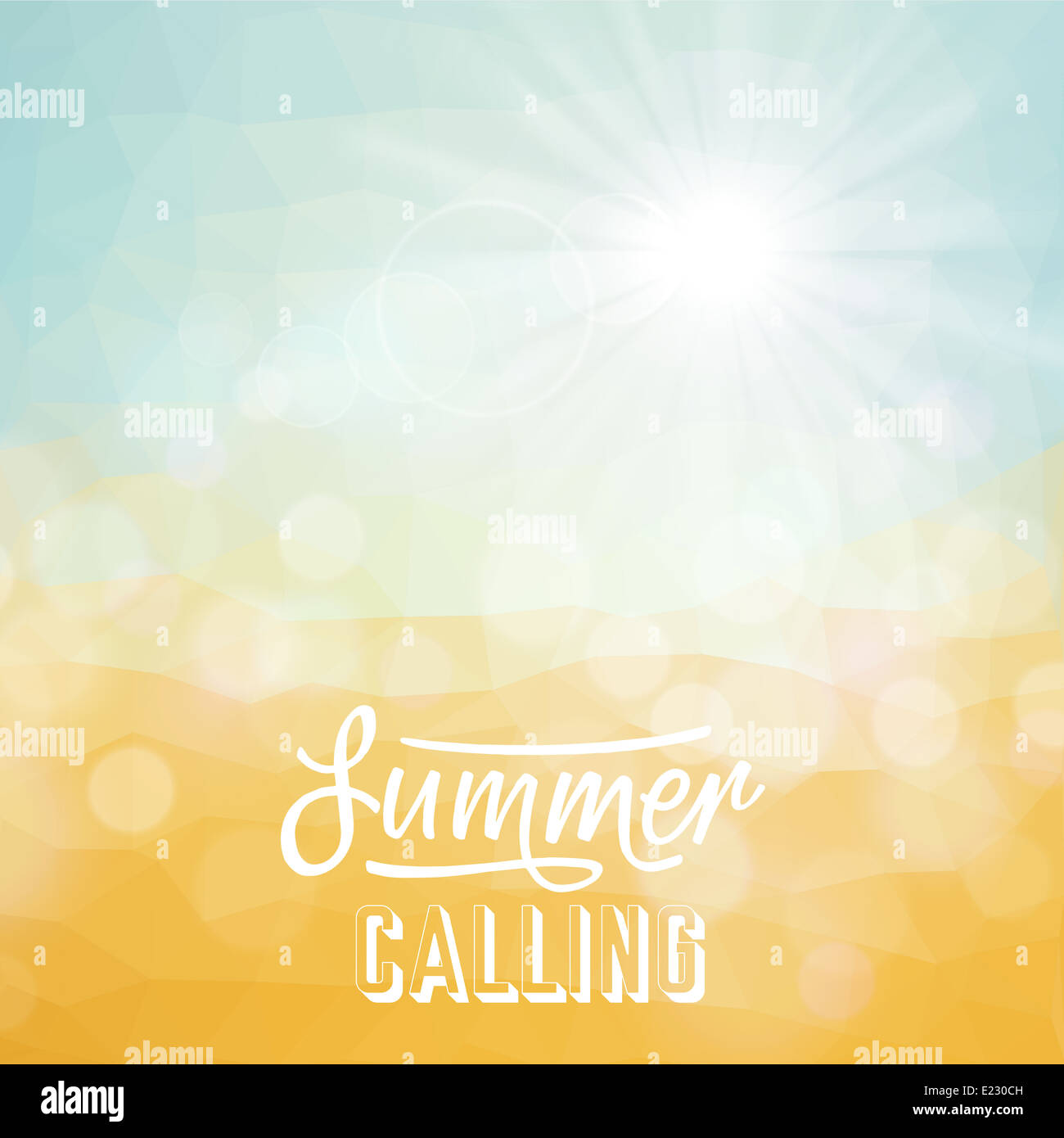 Summer calling. Poster on tropical beach background. Raster version ...